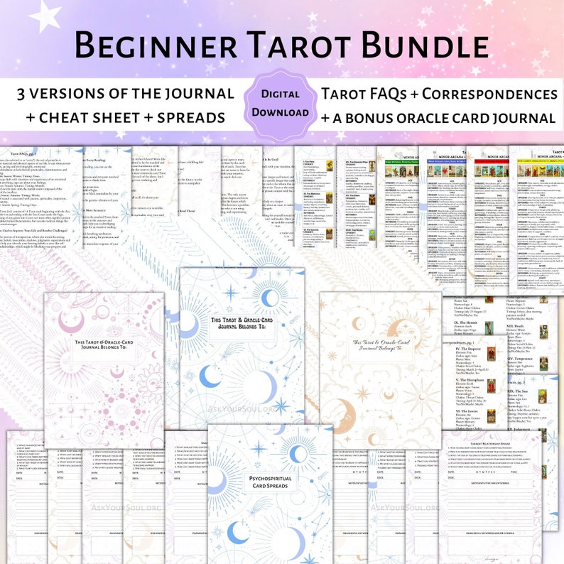 PRINTABLE Tarot Bundle | Psychospiritual Spreads | Tarot Cheat Sheet | Correspondences | Tarot ...