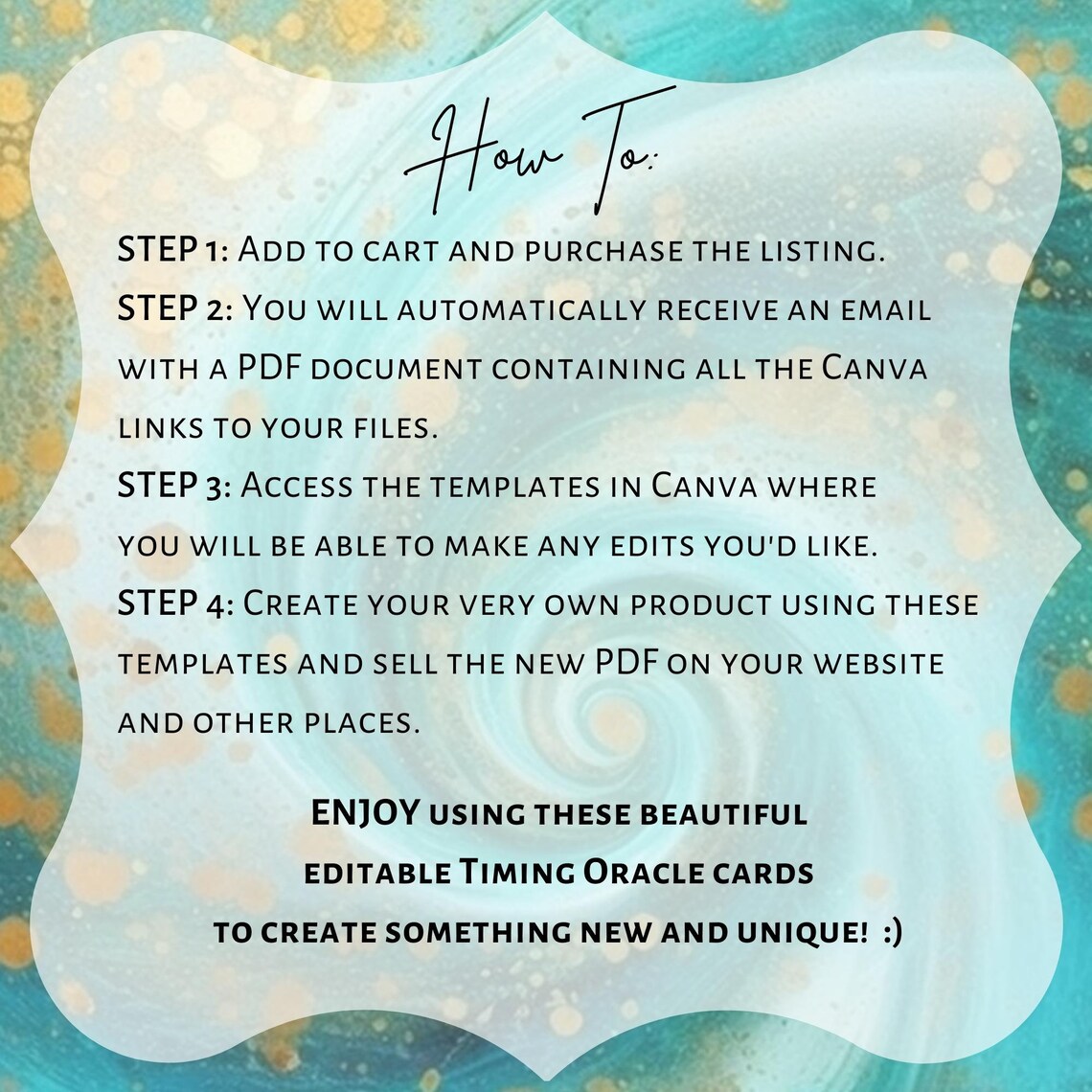 Editable Timing Oracle Cards Canva Template Commercial & Personal Use ...