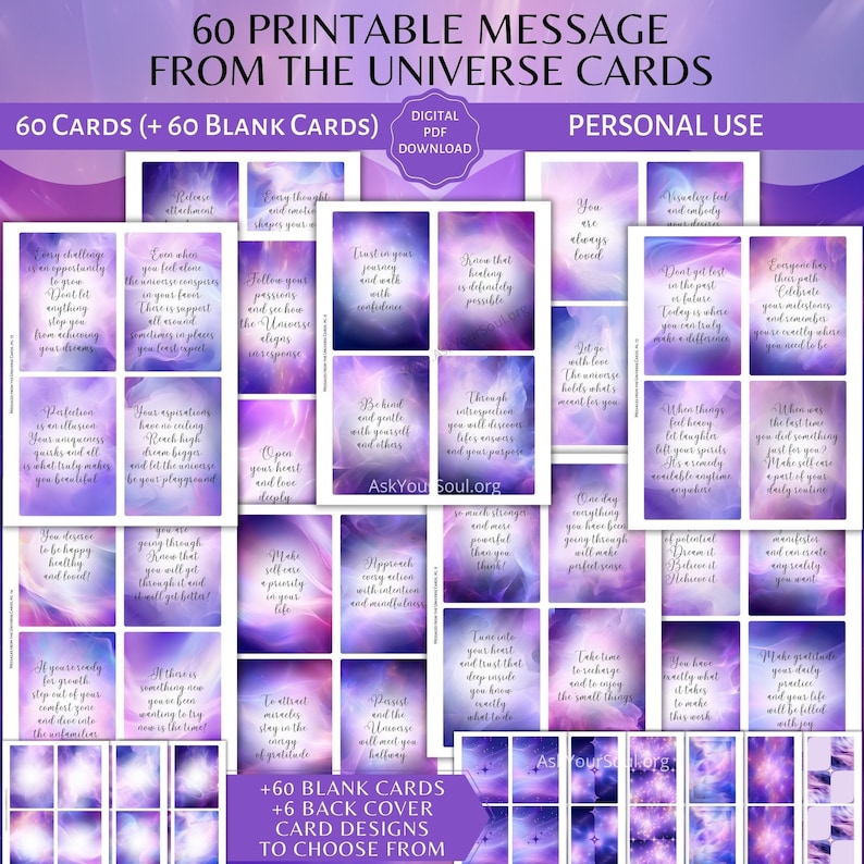 60 PRINTABLE Messages From the Universe Oracle Cards Personal Use ...