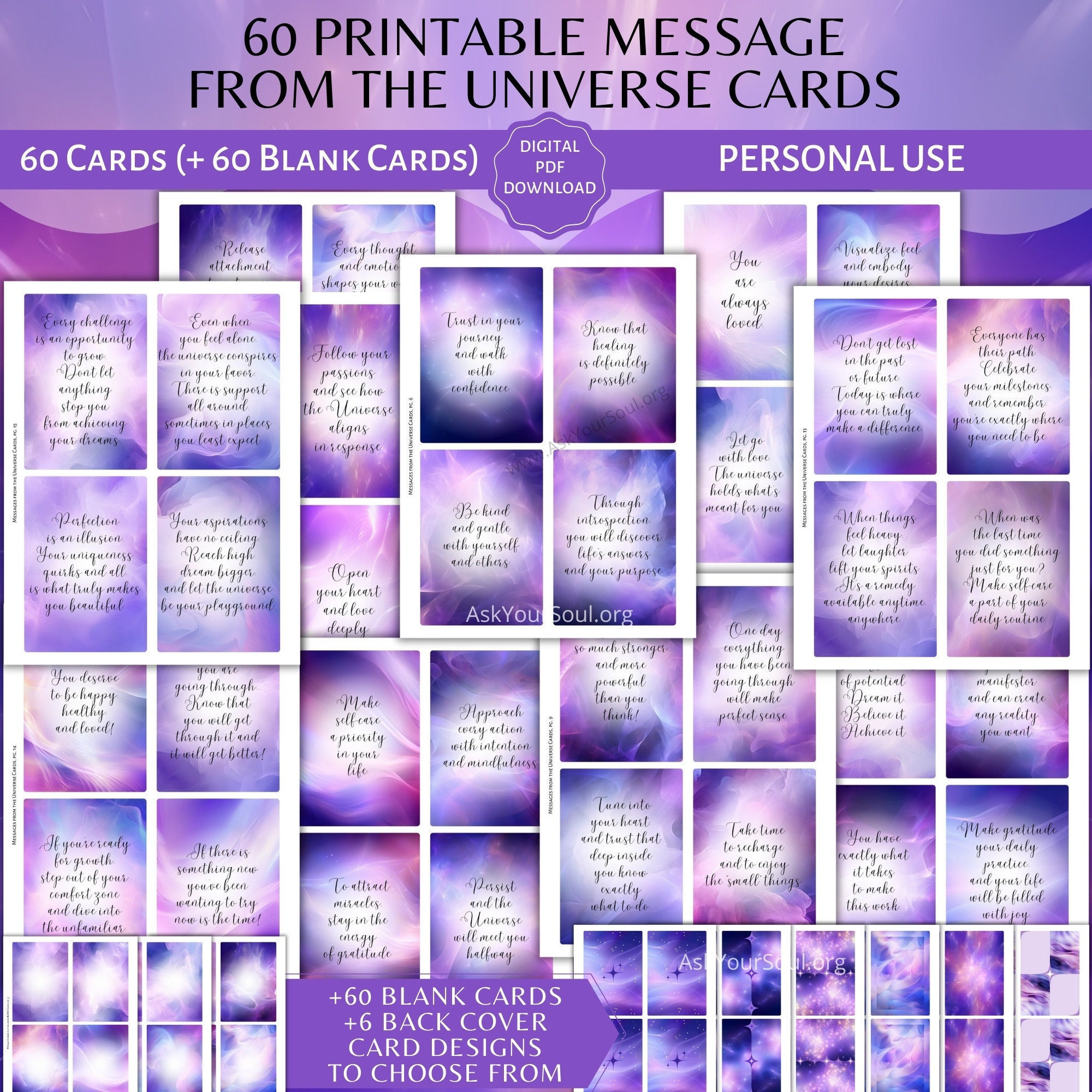 60 PRINTABLE Messages From the Universe Oracle Cards Personal Use ...
