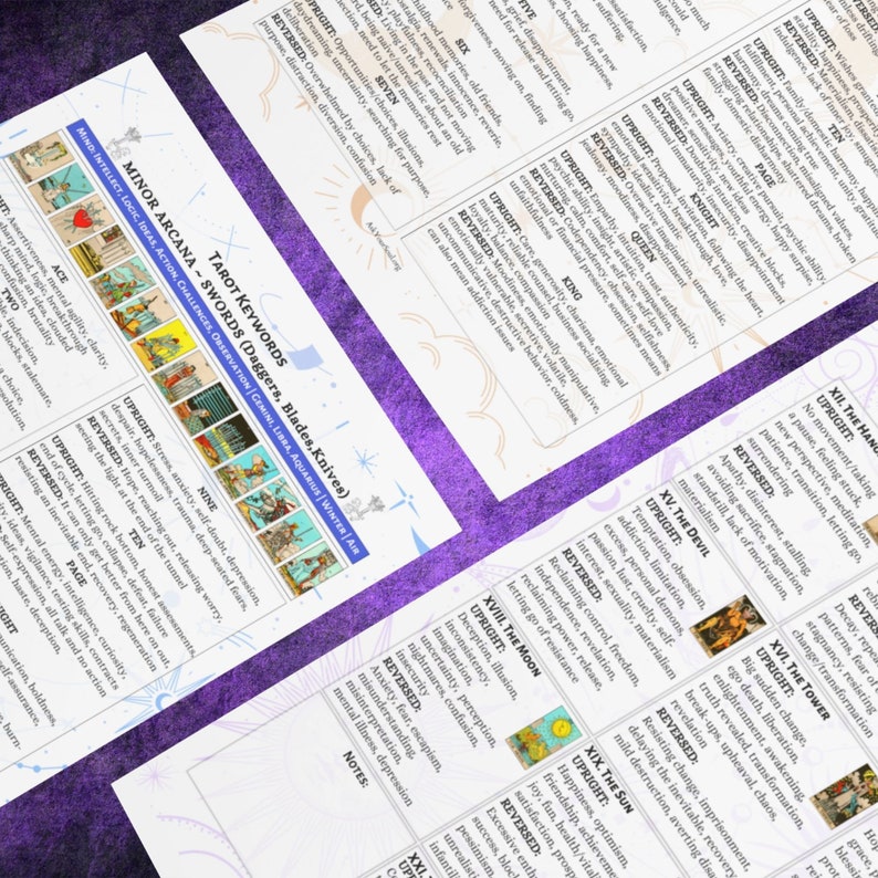 PRINTABLE Rider-waite Tarot Coloring Journal Cheat Sheet Adult Coloring ...
