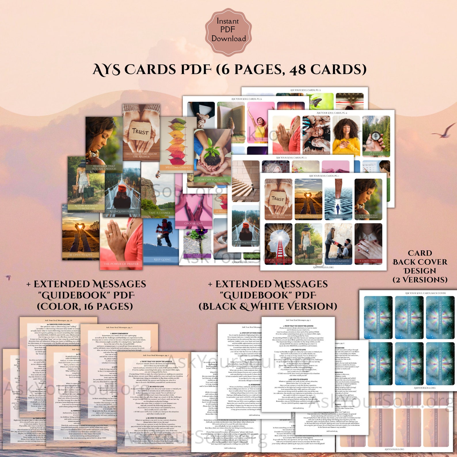 PRINTABLE Ask Your Soul Message Cards | Oracle Card Deck | Messages ...