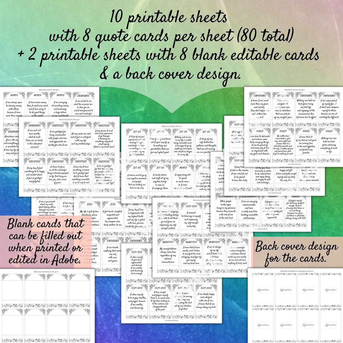 PRINTABLE Positive Affirmation Bundle Affirmation Worksheets Tracker ...