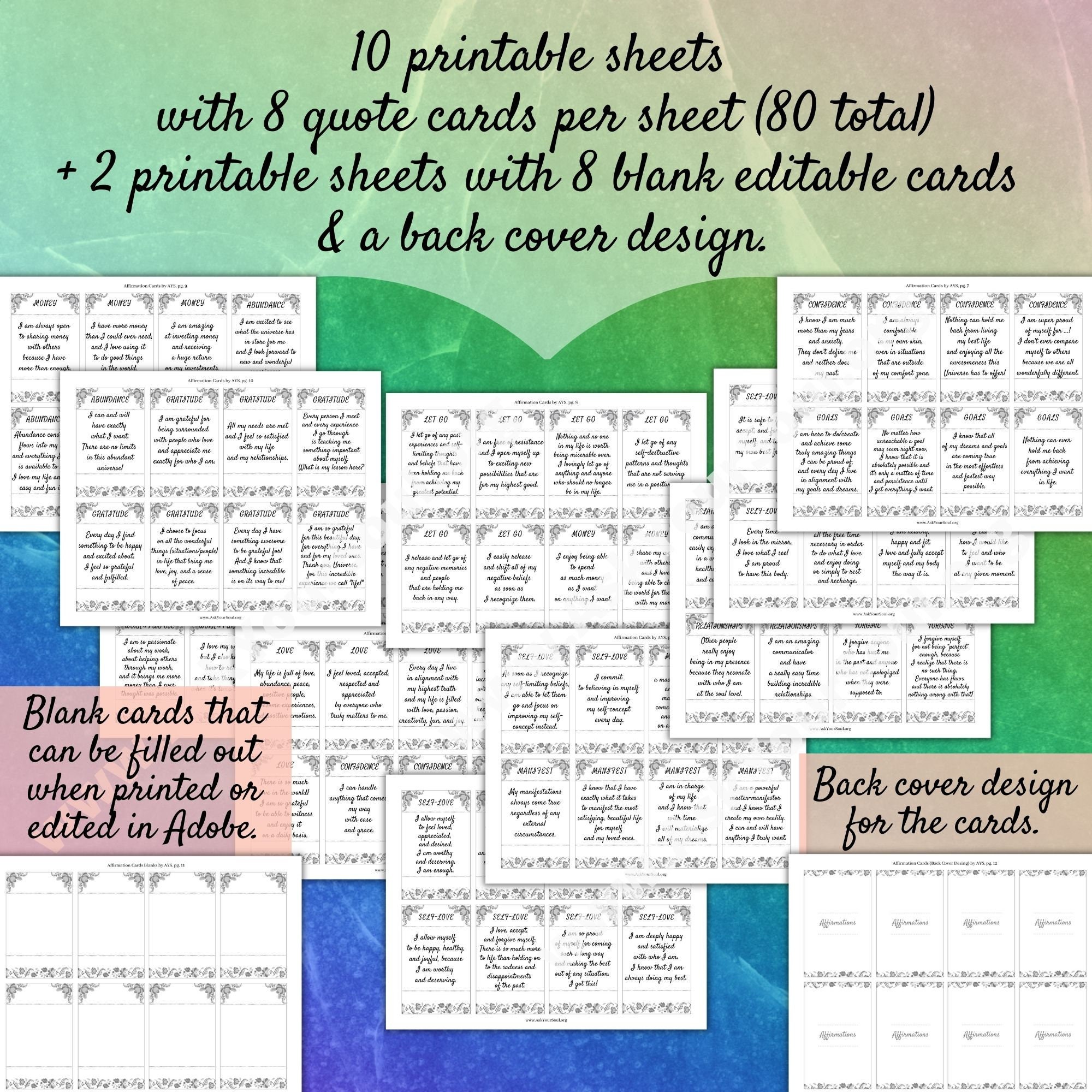 PRINTABLE Positive Affirmation Bundle Affirmation Worksheets Tracker ...