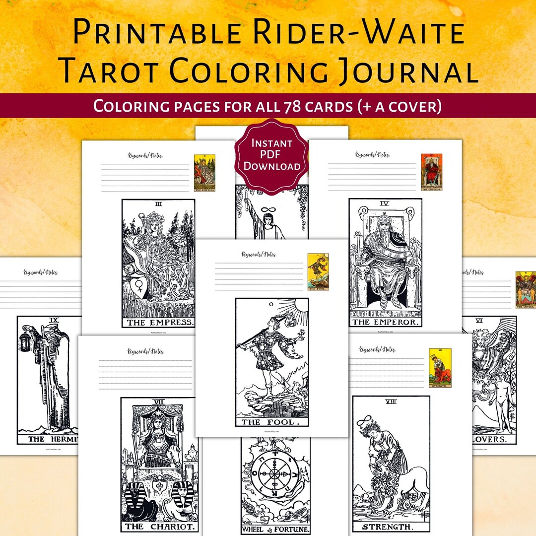 PRINTABLE Rider-waite Tarot Coloring Journal | Adult Coloring Book ...