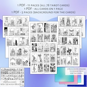 PRINTABLE Rider-waite Tarot Cards (black & White)| Printable Card Deck ...