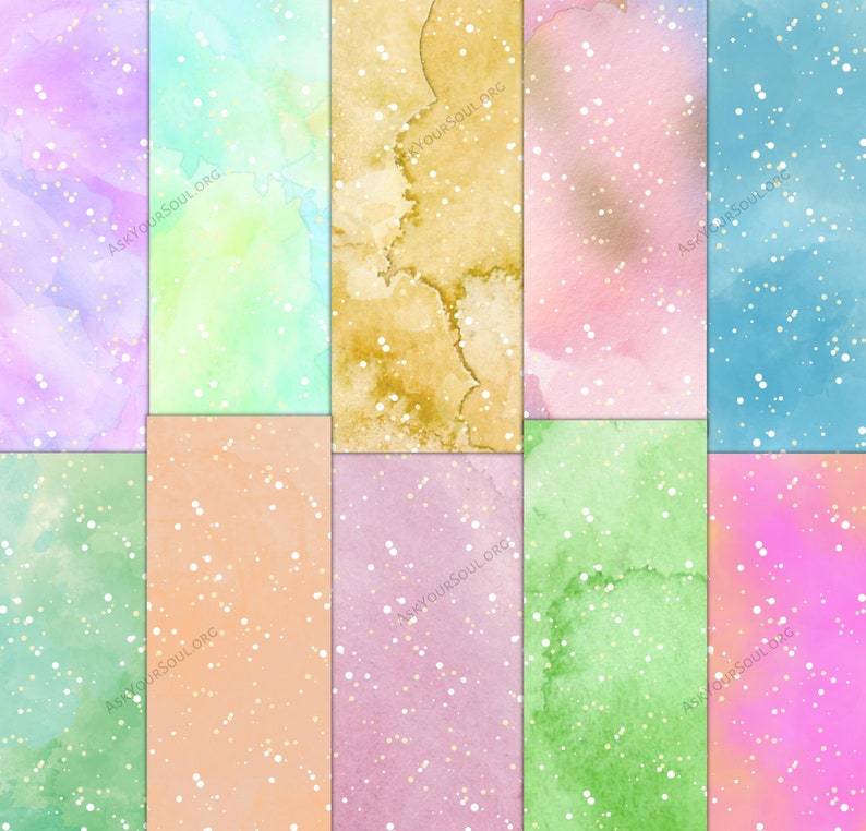 60 Watercolor With Dots Digital Paper Jpgs Colorful Backgrounds Digital ...