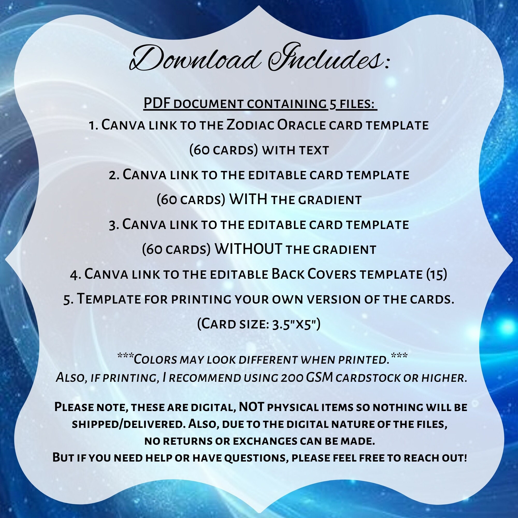 Editable Zodiac Oracle Cards Canva Template Commercial & Personal Use ...