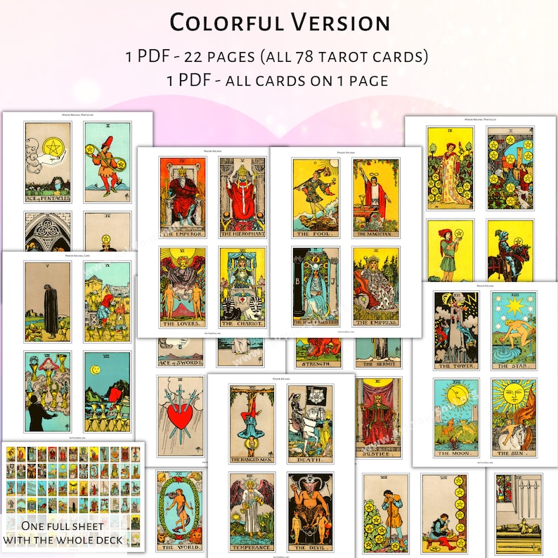 PRINTABLE Tarot & Oracle Card Journal + RWS Tarot Cards | Daily, Weekly ...