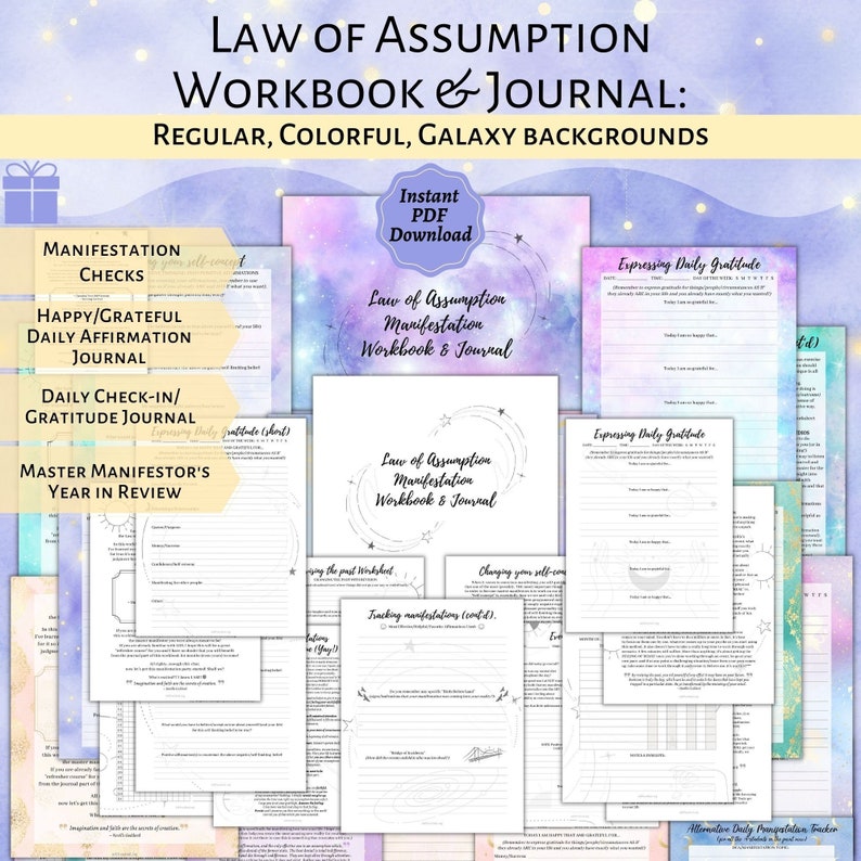 Law of Assumption PRINTABLE Workbook & Journal Colorful Galaxy ...