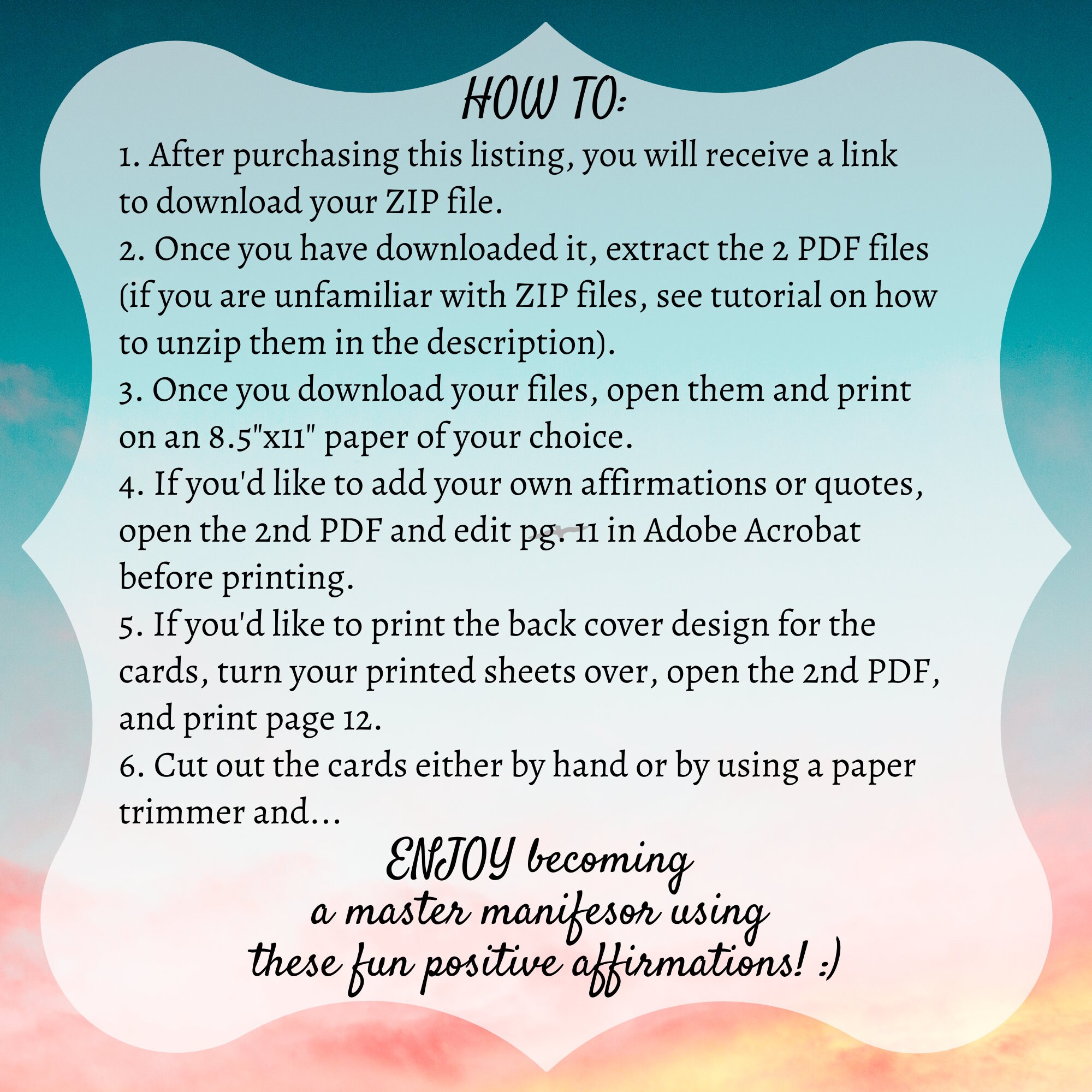 PRINTABLE Positive Affirmation Cards Black & White | Self-concept ...