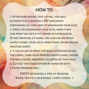 PRINTABLE Rider-waite Tarot Cards With Keywords PDF Upright and Reversed Meanings Tarot Beginner ...