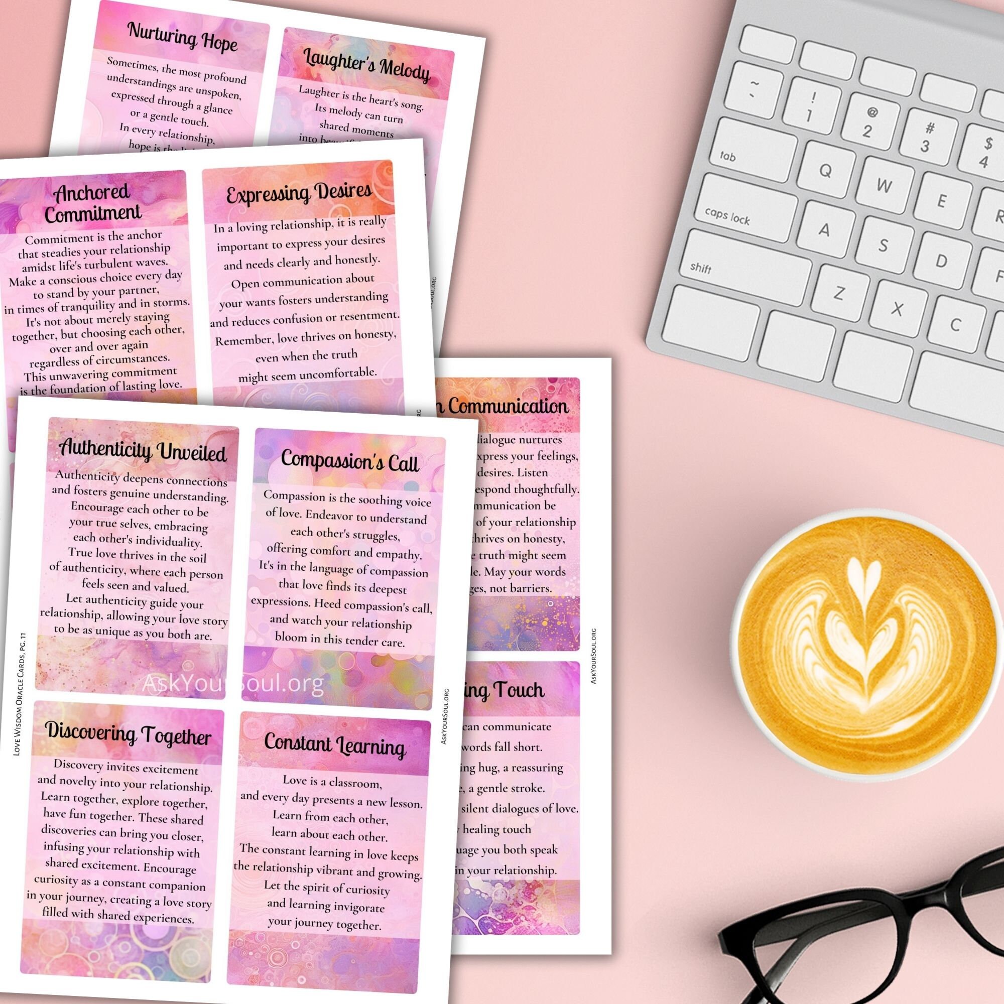 62 PRINTABLE Love Wisdom Oracle Cards Personal Use Pink Love ...