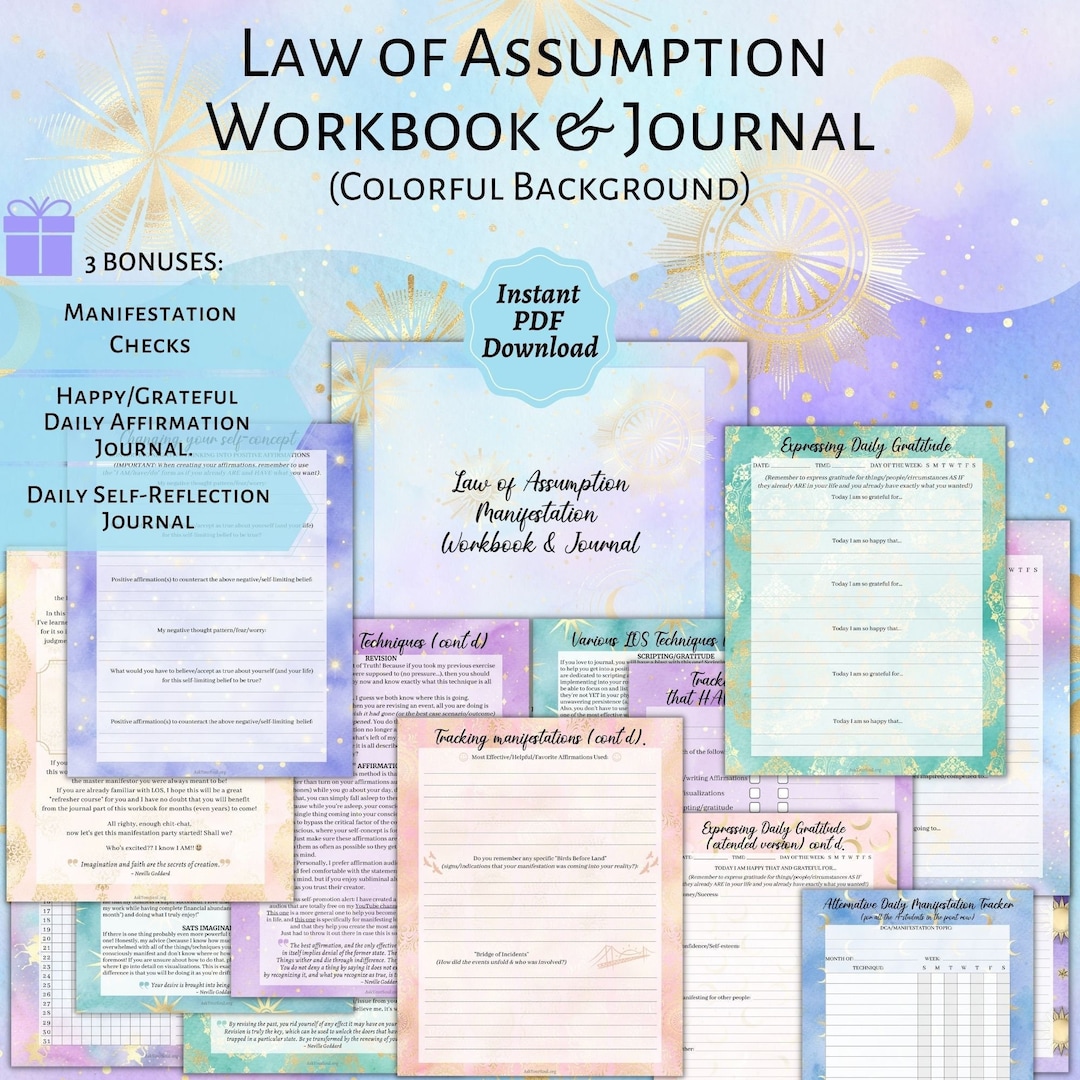 Law of Assumption PRINTABLE Workbook & Journal Colorful Reality ...