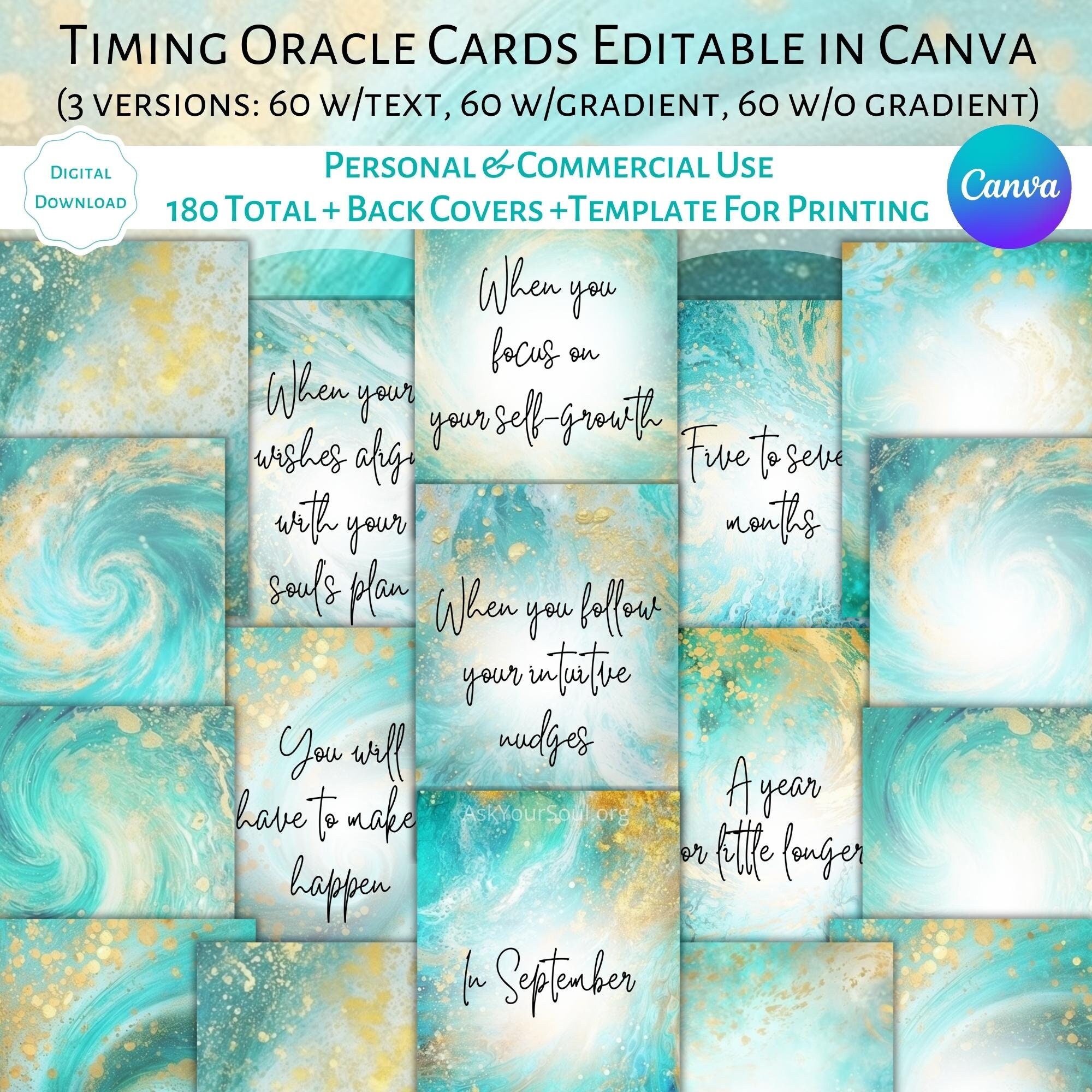 Editable Timing Oracle Cards Canva Template Commercial & Personal Use ...