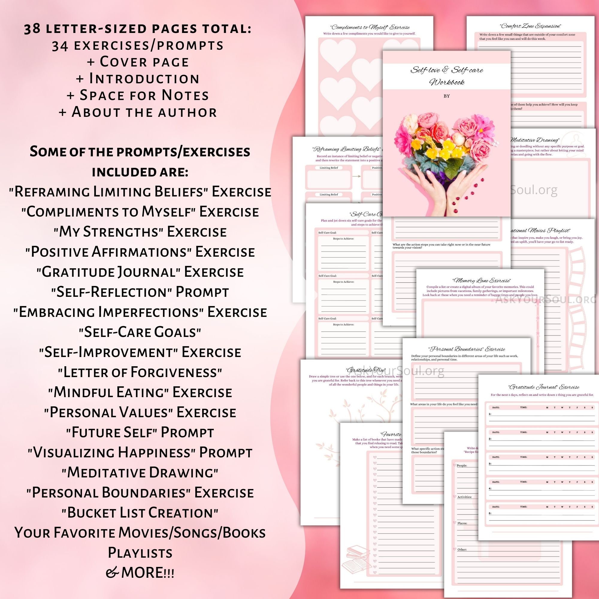 Editable Self-love Self-care Worksheets Canva Template Commercial and ...