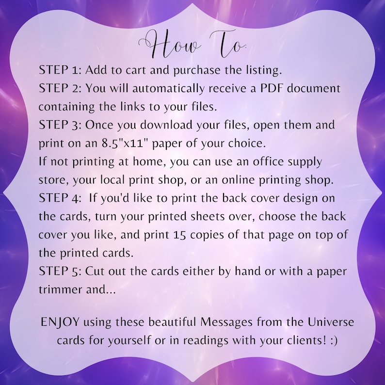 60 PRINTABLE Messages From the Universe Oracle Cards Personal Use ...