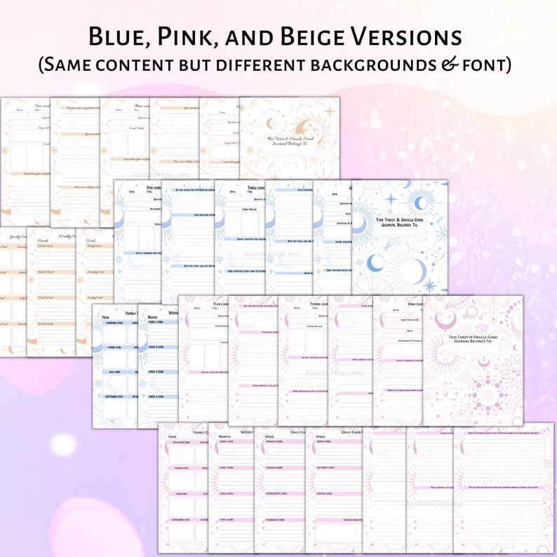 PRINTABLE Tarot & Oracle Card Journal RWS Tarot Cards Daily, Weekly ...