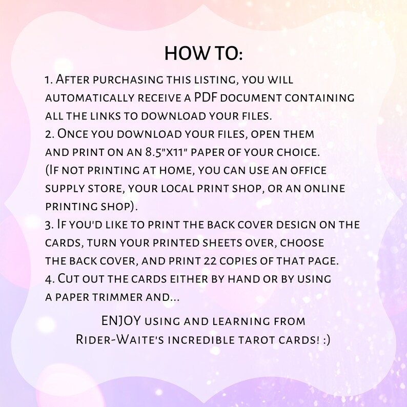 PRINTABLE Tarot & Oracle Card Journal RWS Tarot Cards Daily, Weekly ...