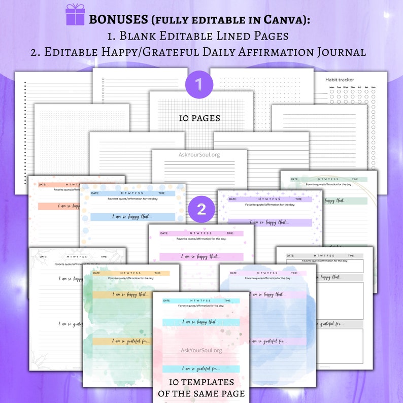 Bundle: Positive Affirmation Lists & Editable Square Cards PDF ...