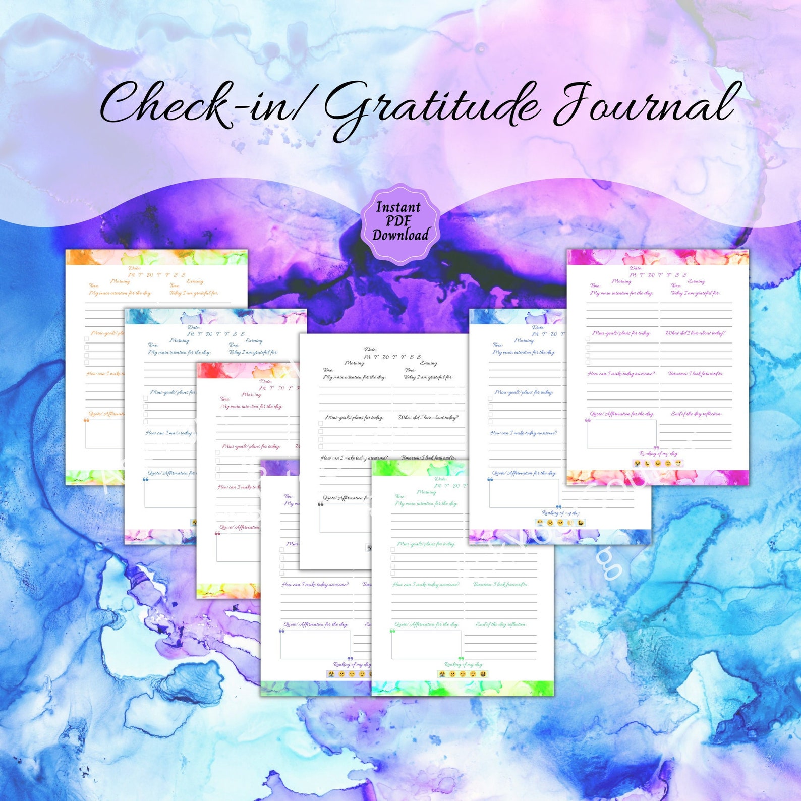 Printable Daily Check-in and Gratitude Journal | Wellness Tracker ...