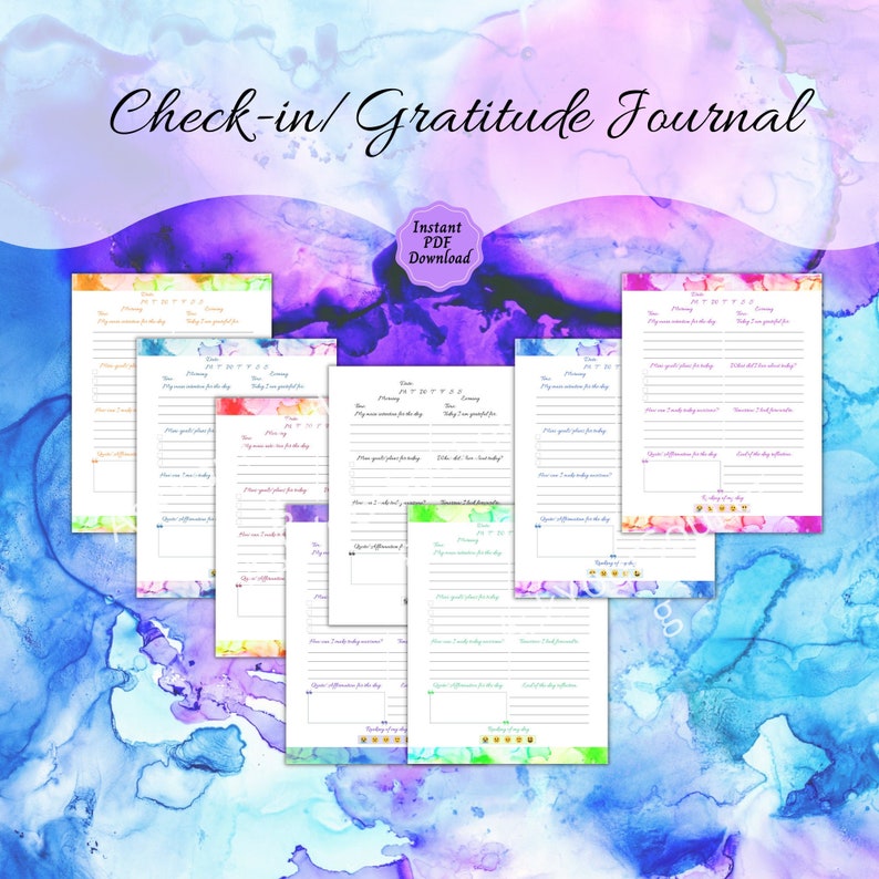 Printable Daily Check-in and Gratitude Journal | Wellness Tracker ...