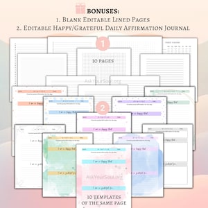 Editable Affirmation Worksheets and Affirmation Cards Canva Template ...