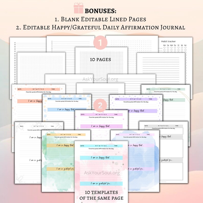 Editable Affirmation Worksheets and Affirmation Cards Canva Template ...