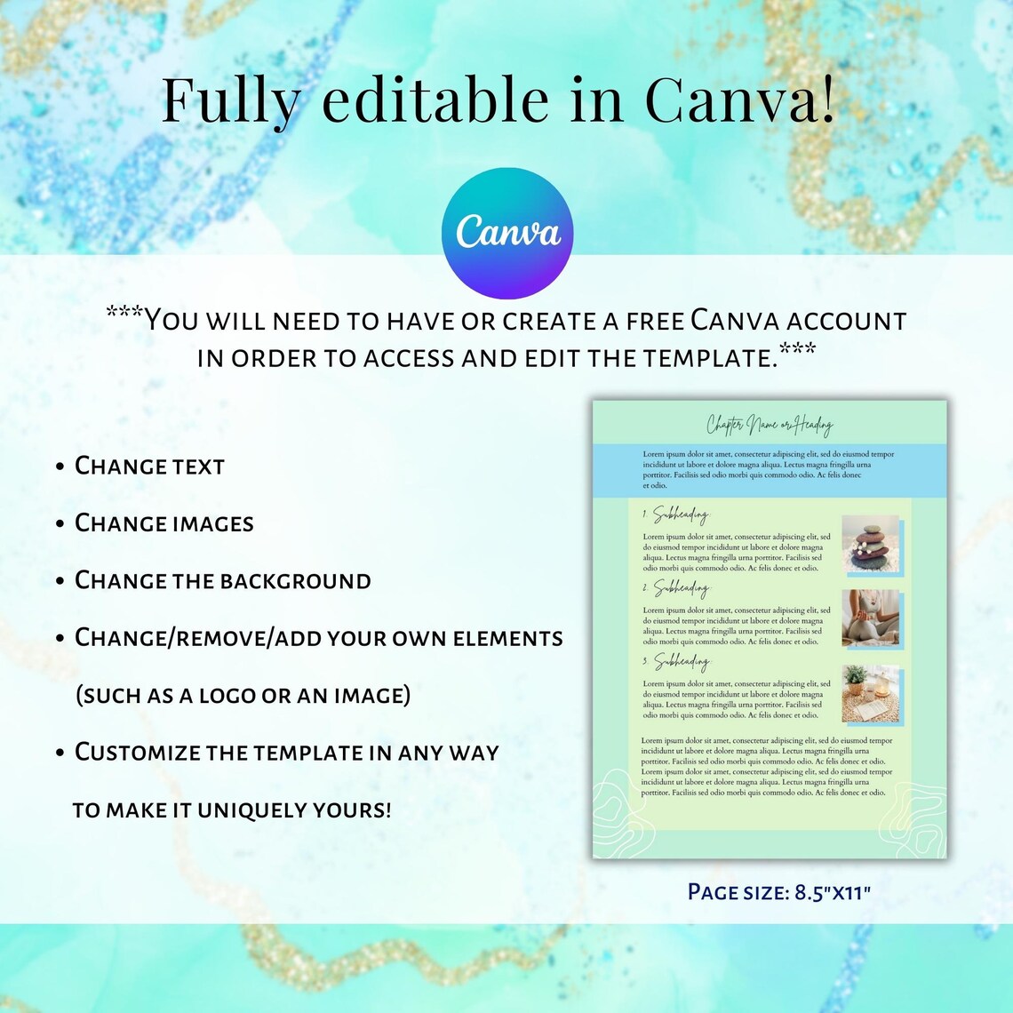 Editable Ebook 100 Pages Canva Template Commercial Personal Use Life ...