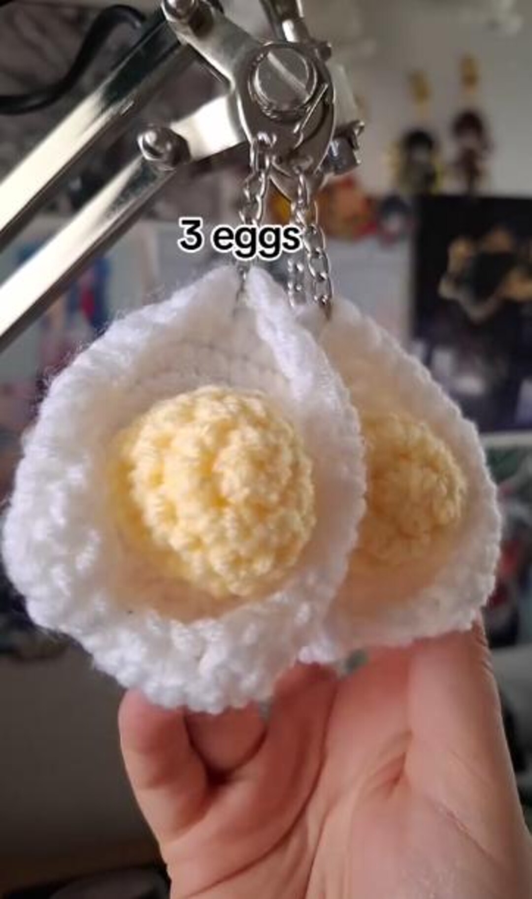 CROCHET PATTERN Fried Egg Amigurumi Keychain, Cute Breakfast Keychain ...