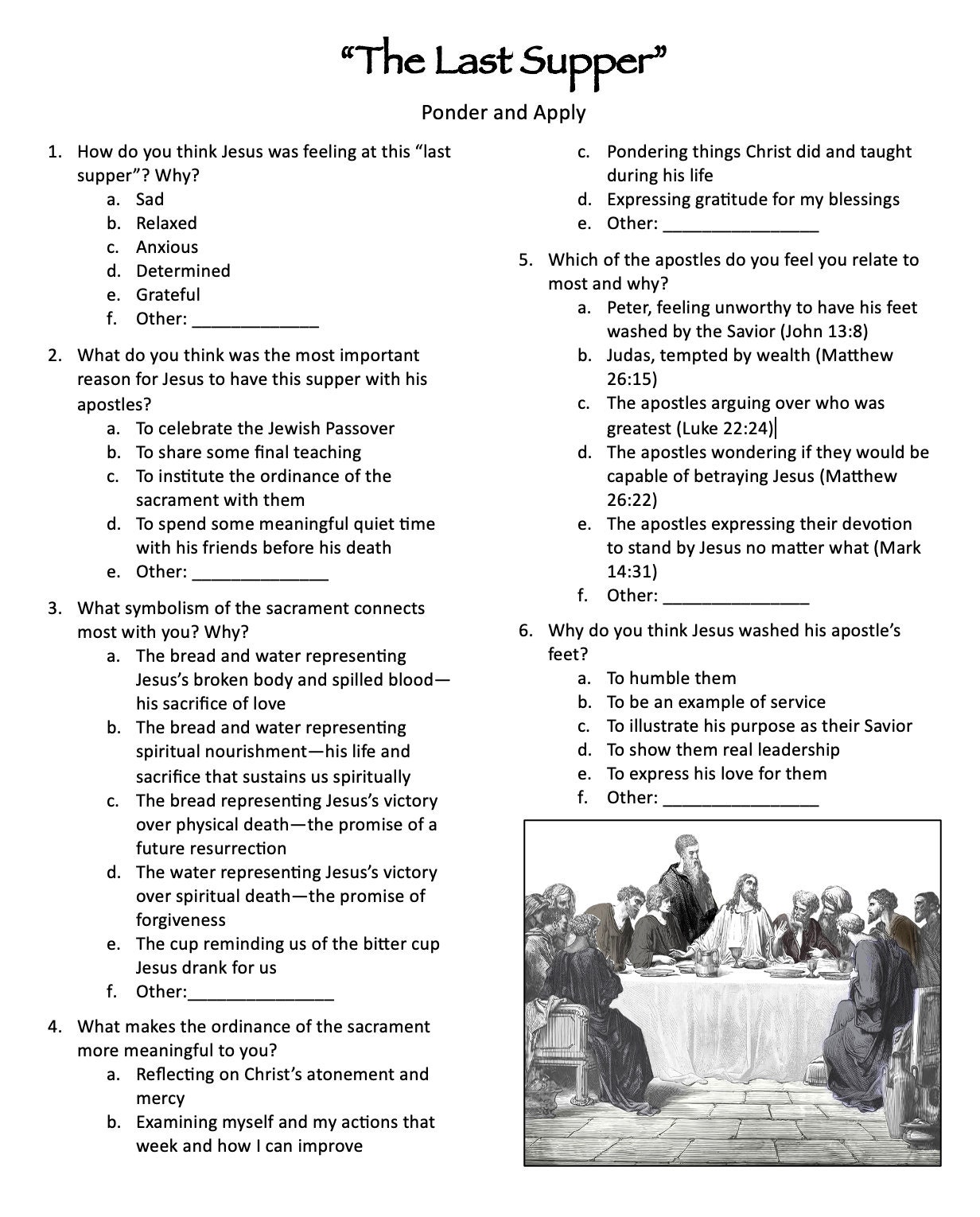 Matthew 26 Mark 14 John 13 Slides Handouts Etsy