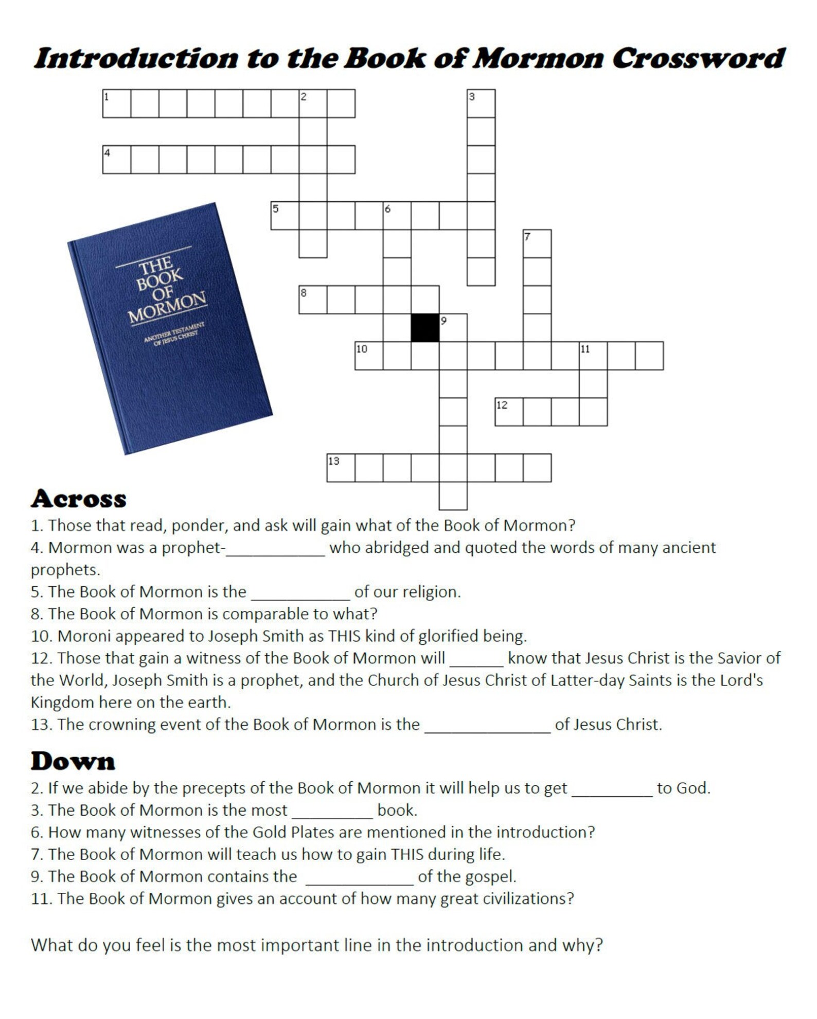 Introductory Pages of Book of Mormon Handouts - Etsy