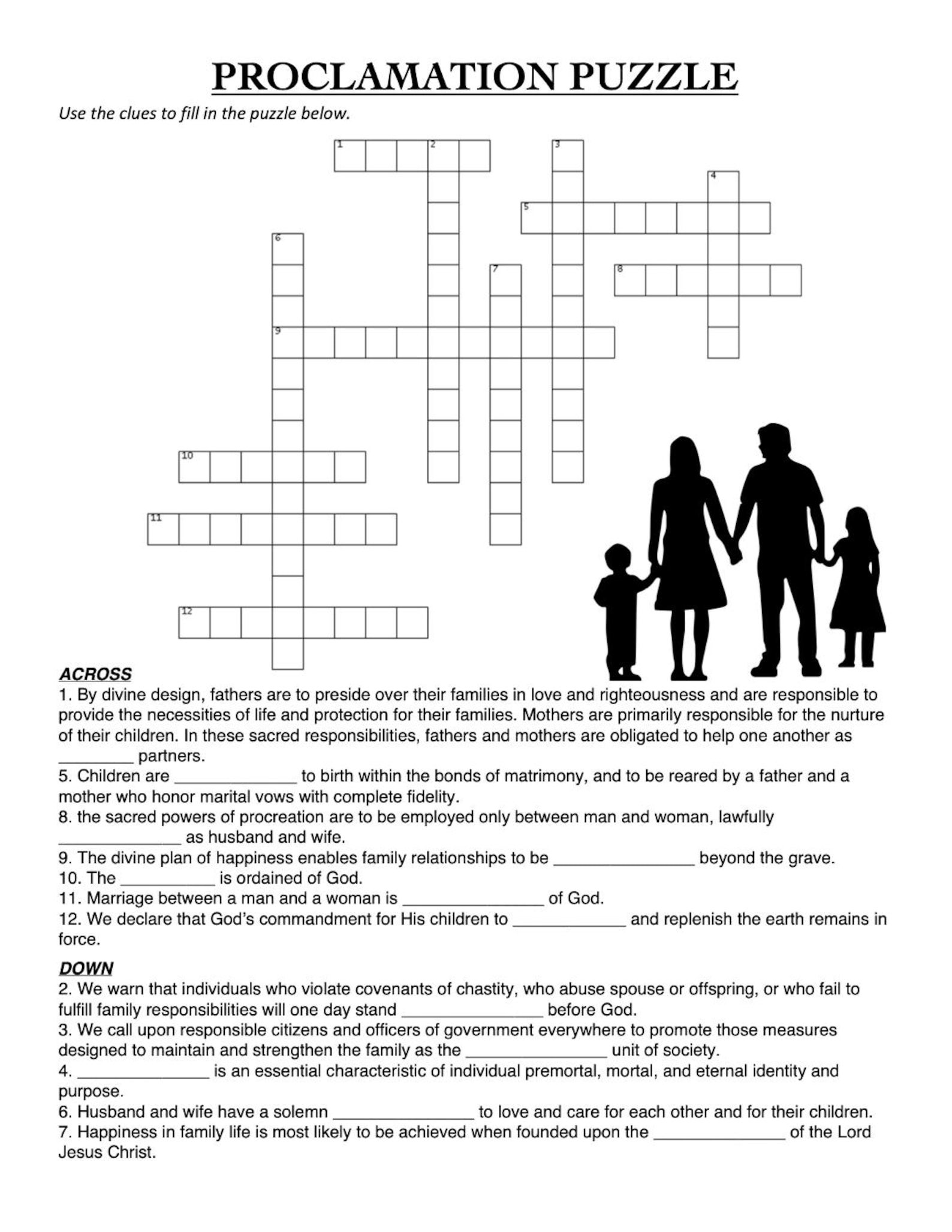 The Family:a Proclamation to the World Handouts Only - Etsy