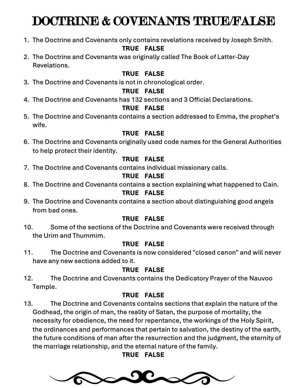 Doctrine & Covenants 1 Handouts - Etsy