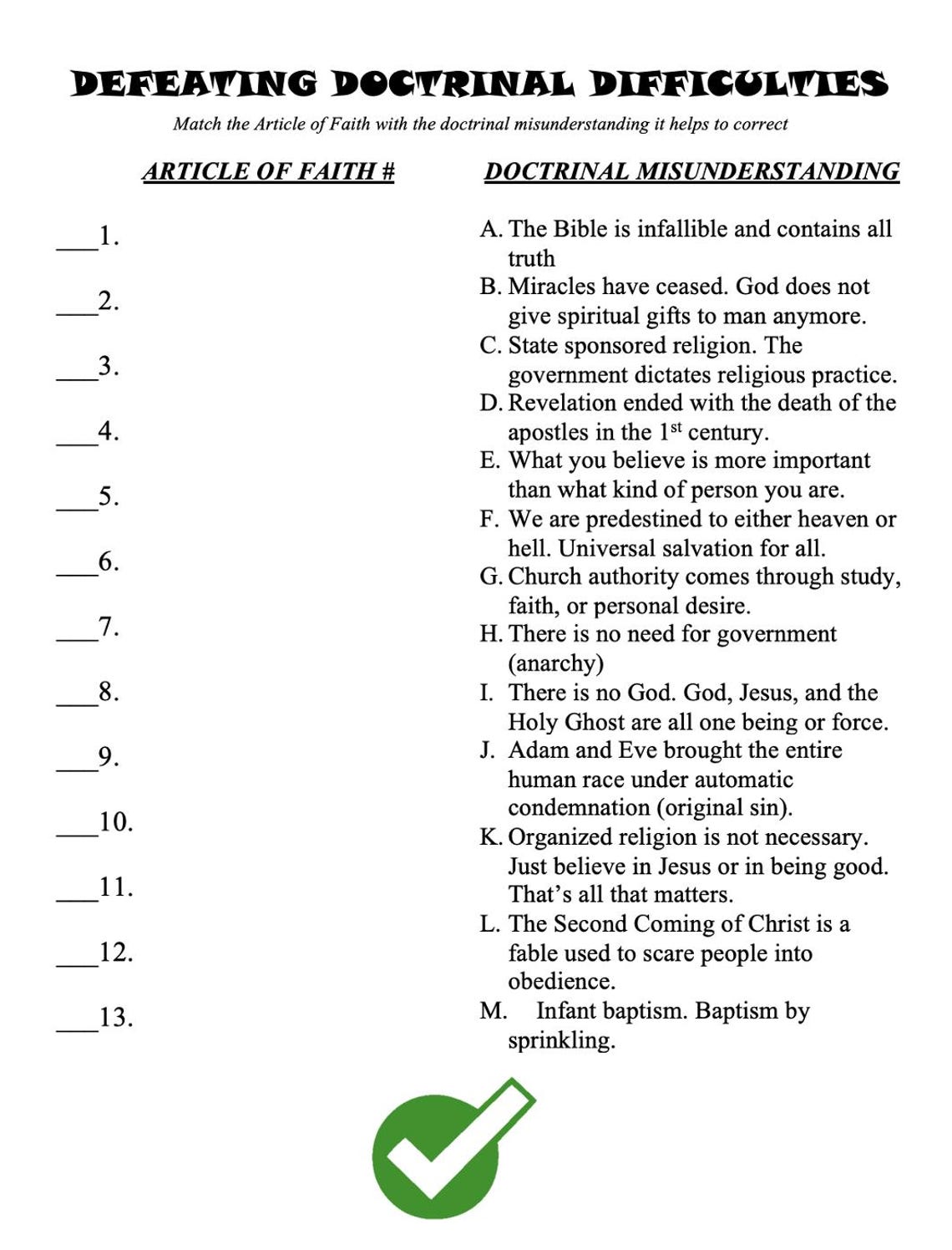 Articles of Faith, Official Declarations 1 & 2 Slides + Handouts - Etsy