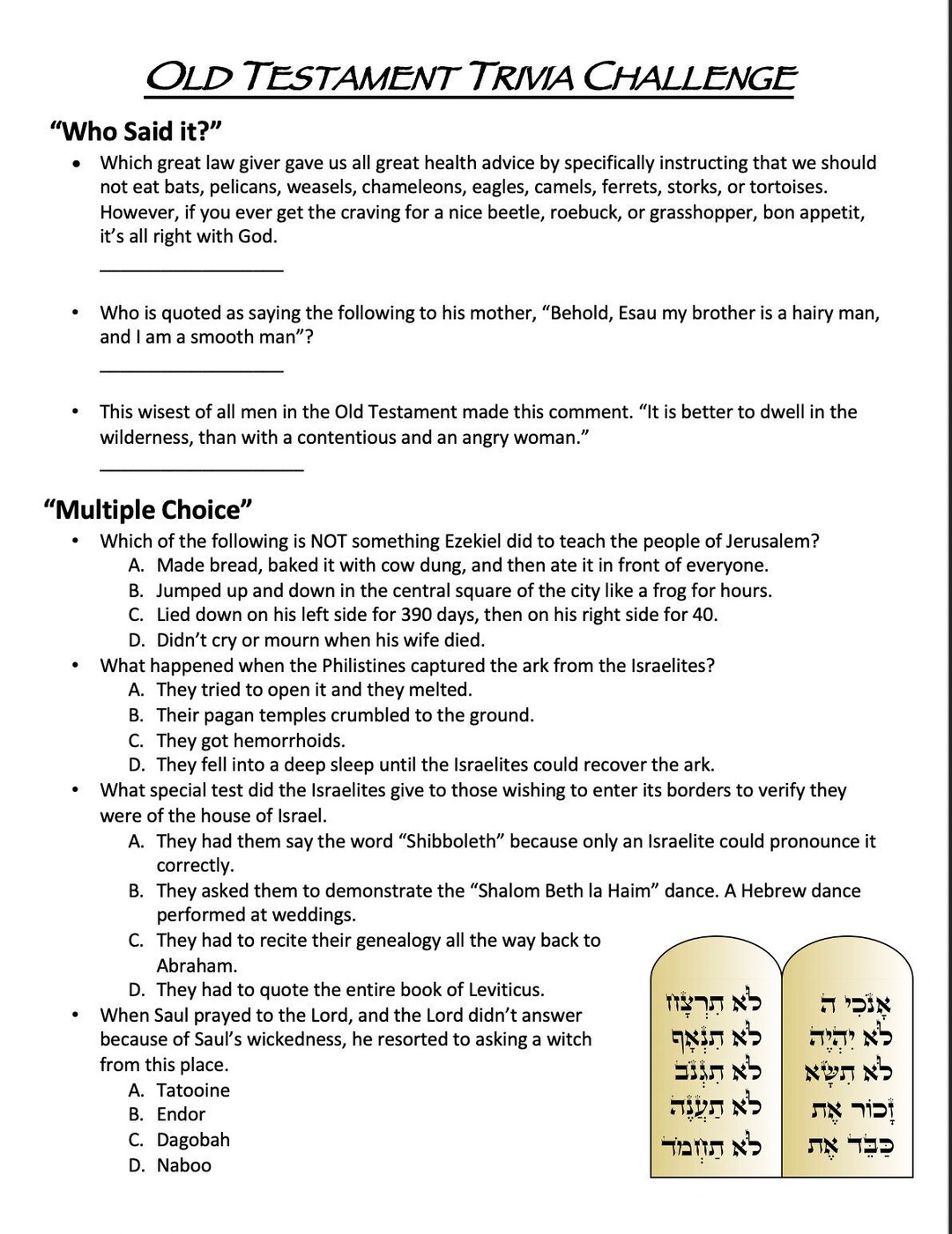 Introduction to the Old Testament, Moses 1, Abraham 3 Handouts - Etsy