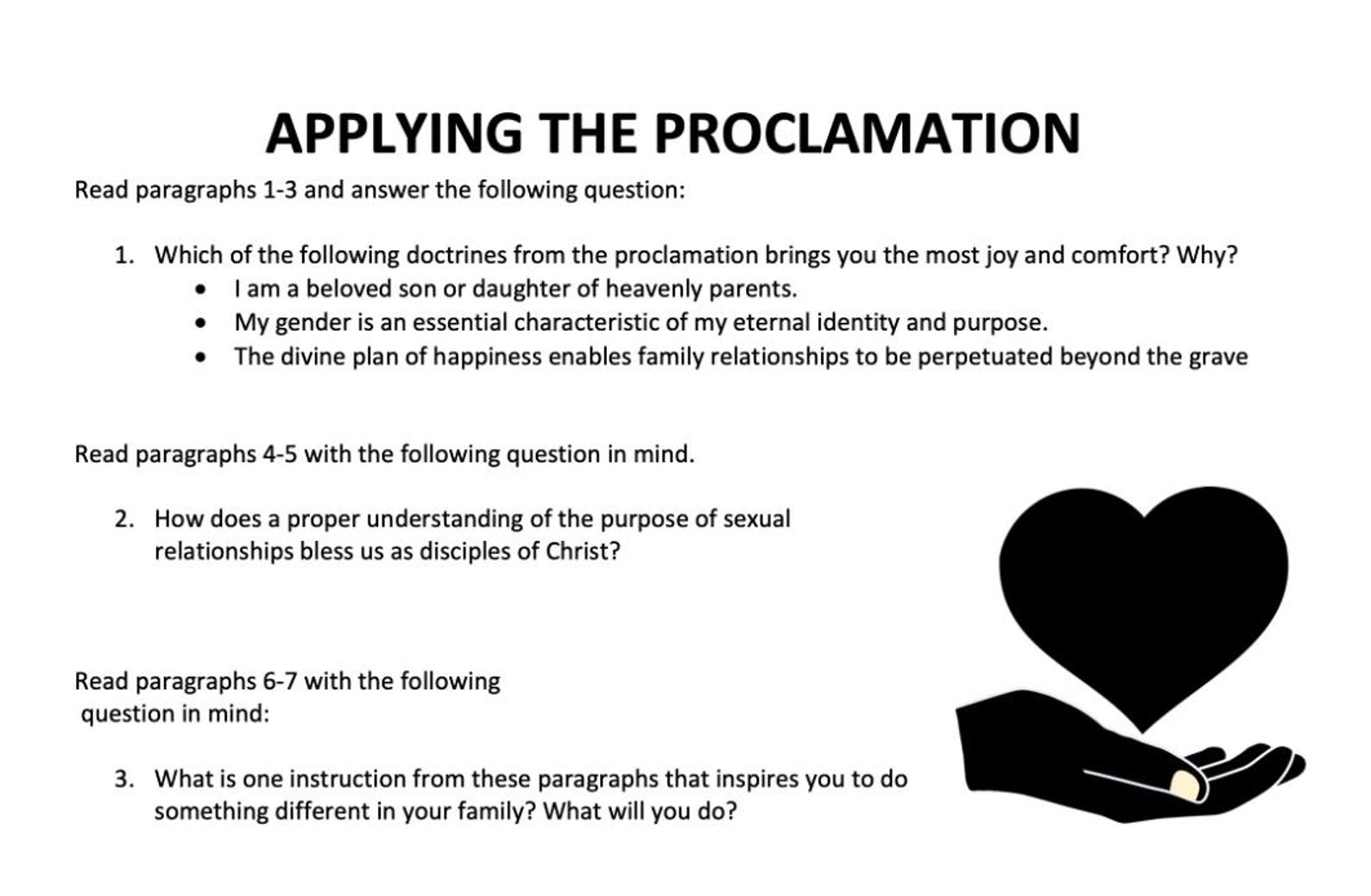 The Family:a Proclamation to the World Handouts Only - Etsy