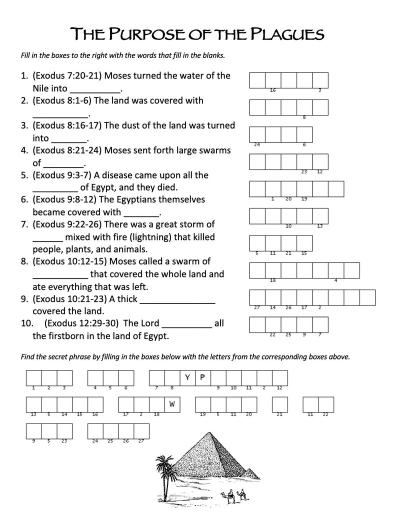 Exodus 7-13 Slides + Handouts - Etsy