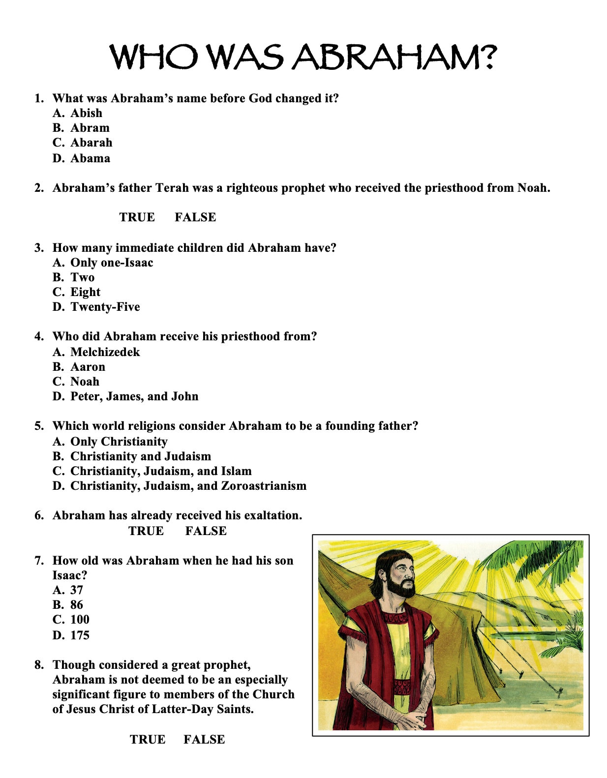 Genesis 12-17, Abraham 1-2 Handouts - Etsy