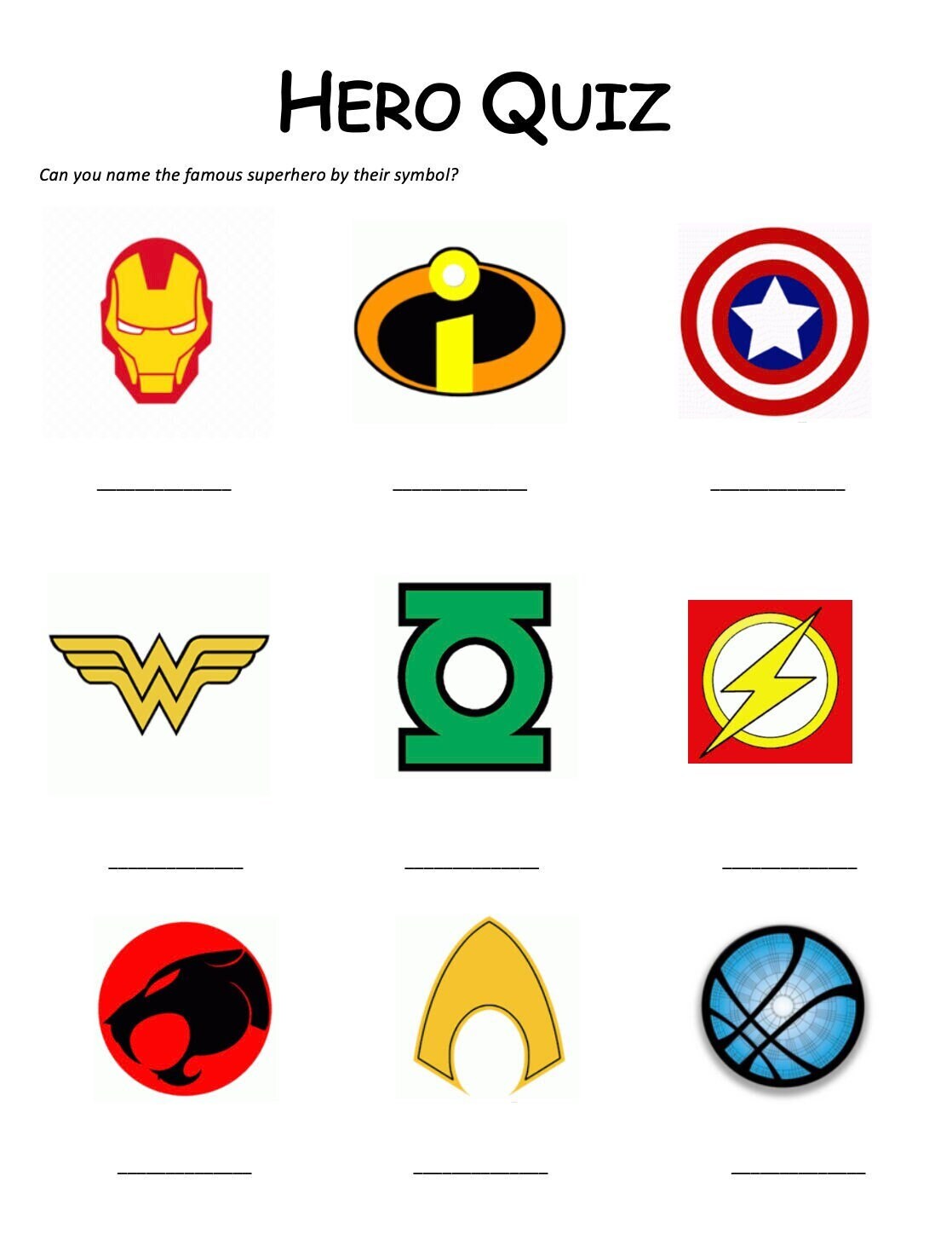 Superhero Logo Quiz Answers
