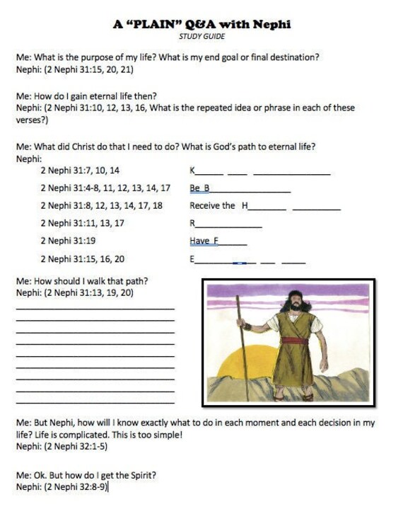 2 Nephi 31-33 Handout Q&A With Nephi | Etsy
