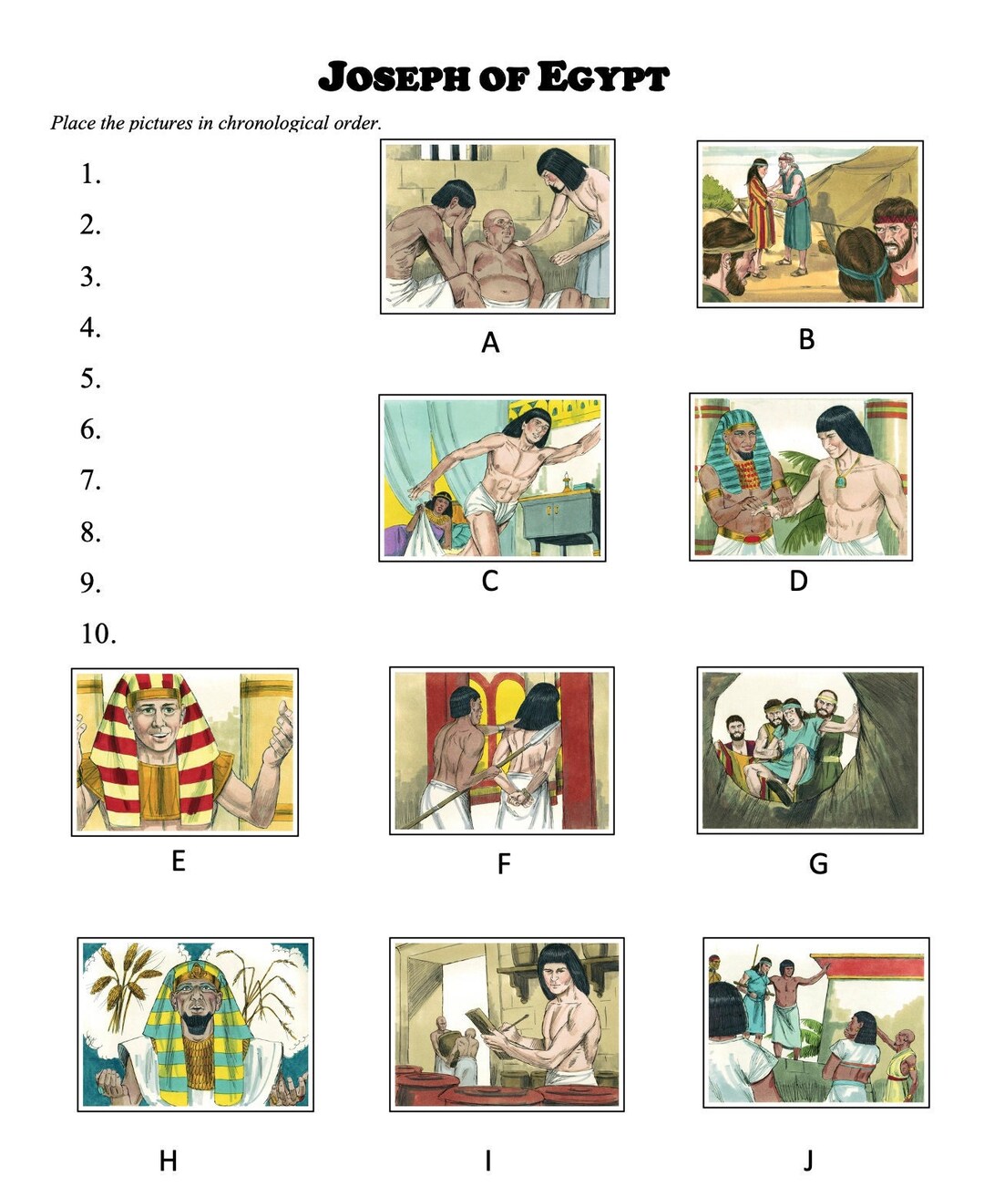 Genesis 37-41 Handouts - Etsy