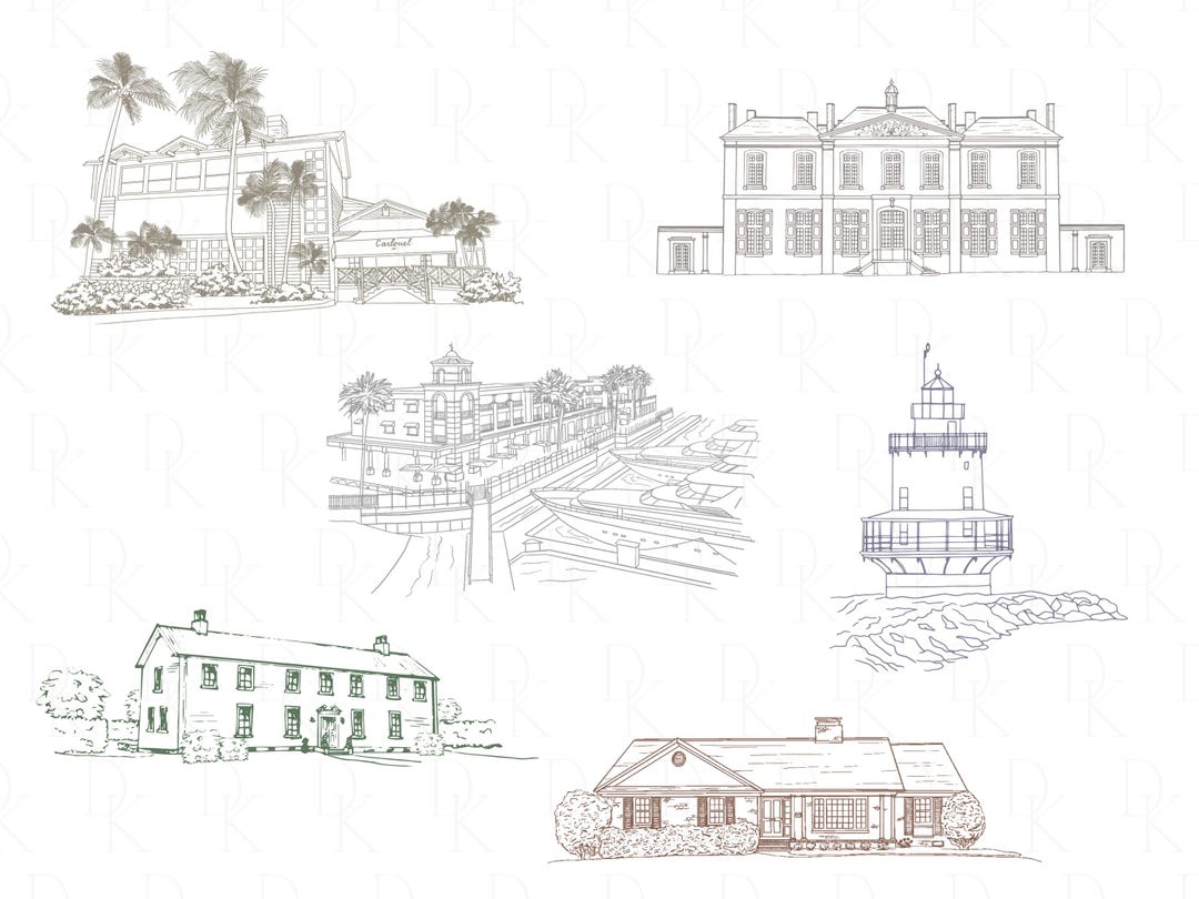 Wedding Venue Line Drawing (digital File), Venue Sketch, Wedding Venue ...