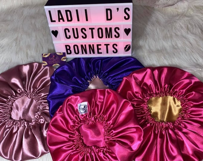 Satin Bonnet Personalized Reversible Satin Bonnetsnatural Hair Bonnet ...