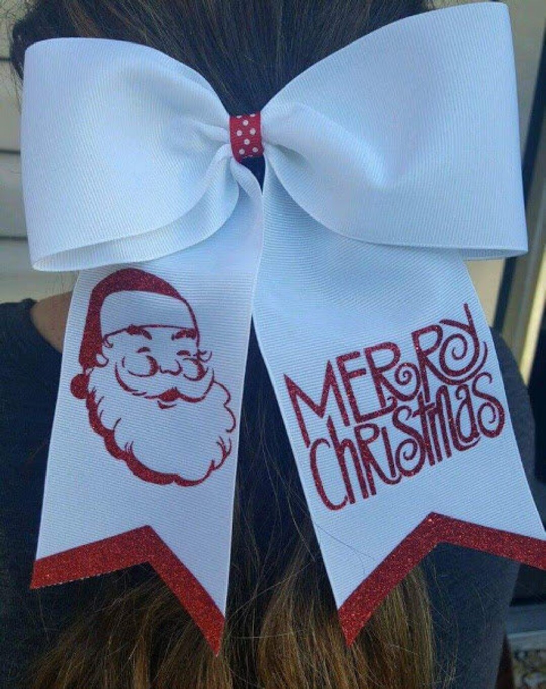 Super Cute Holiday Merry Christmas Santa Cheer Style Hair Bow Hairbow ...