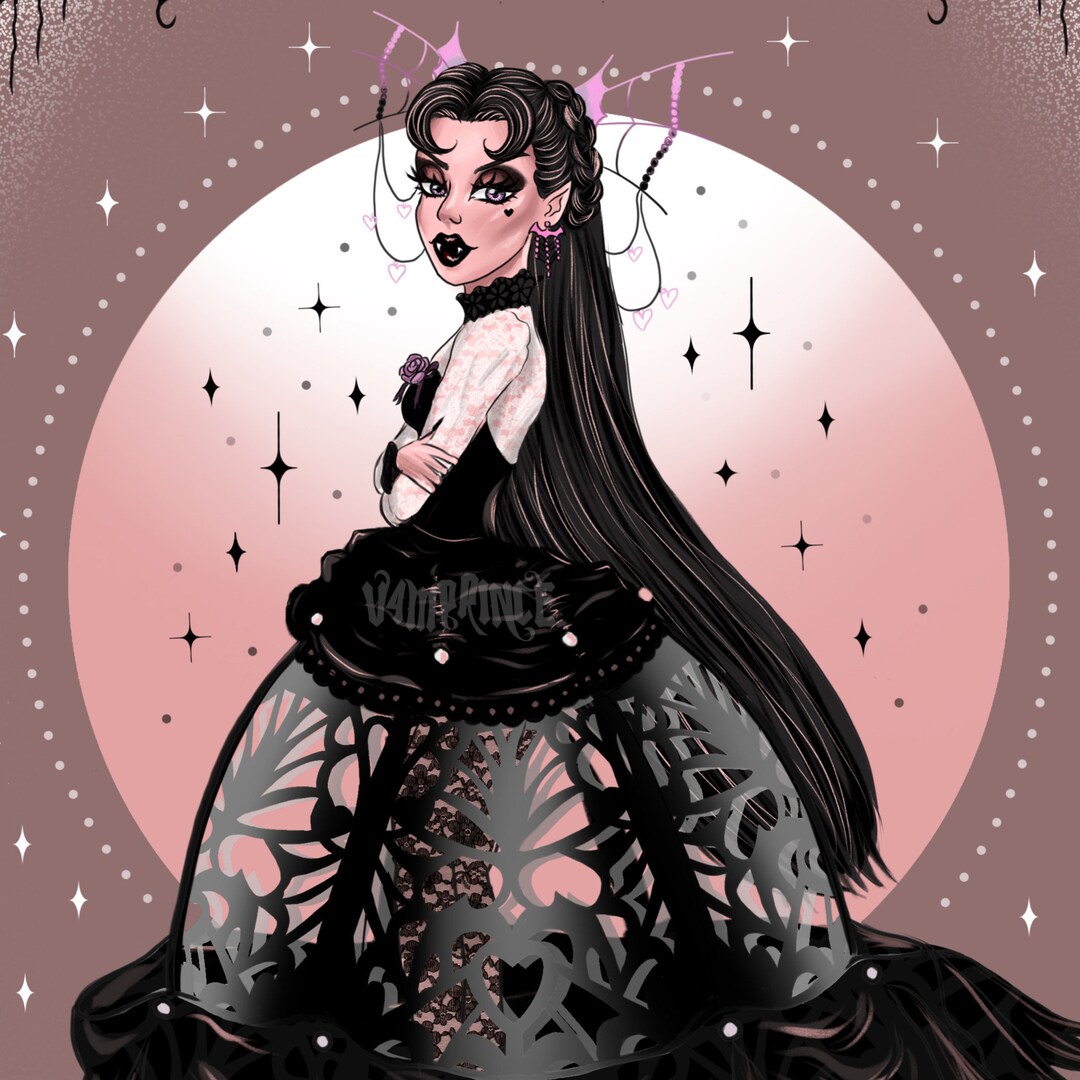 Goth Vampire Girl Print - A4 - Etsy