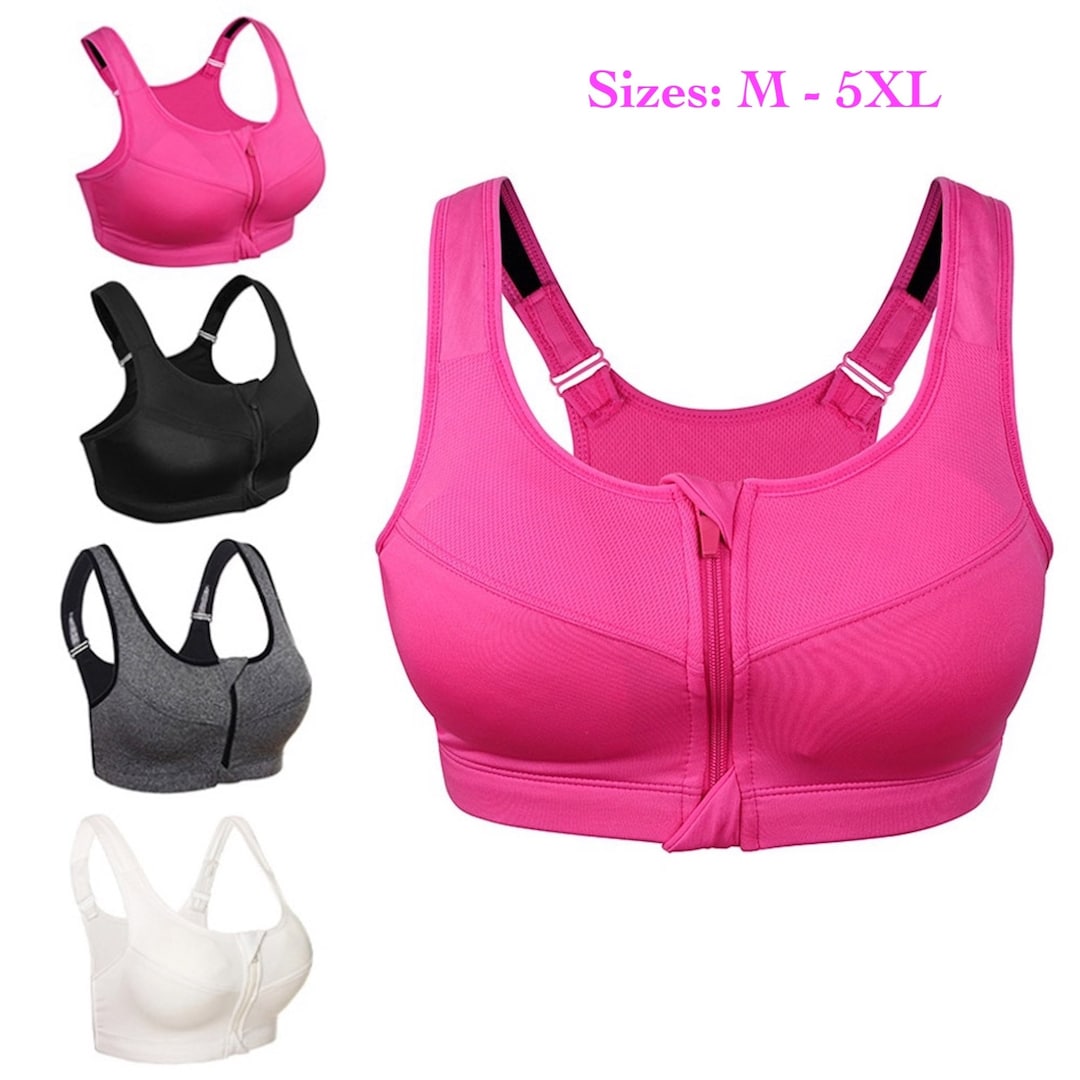 BEST PLUS Size Sport Bra 5X M ZIP Front Sport Bra Yoga Bra - Etsy ...