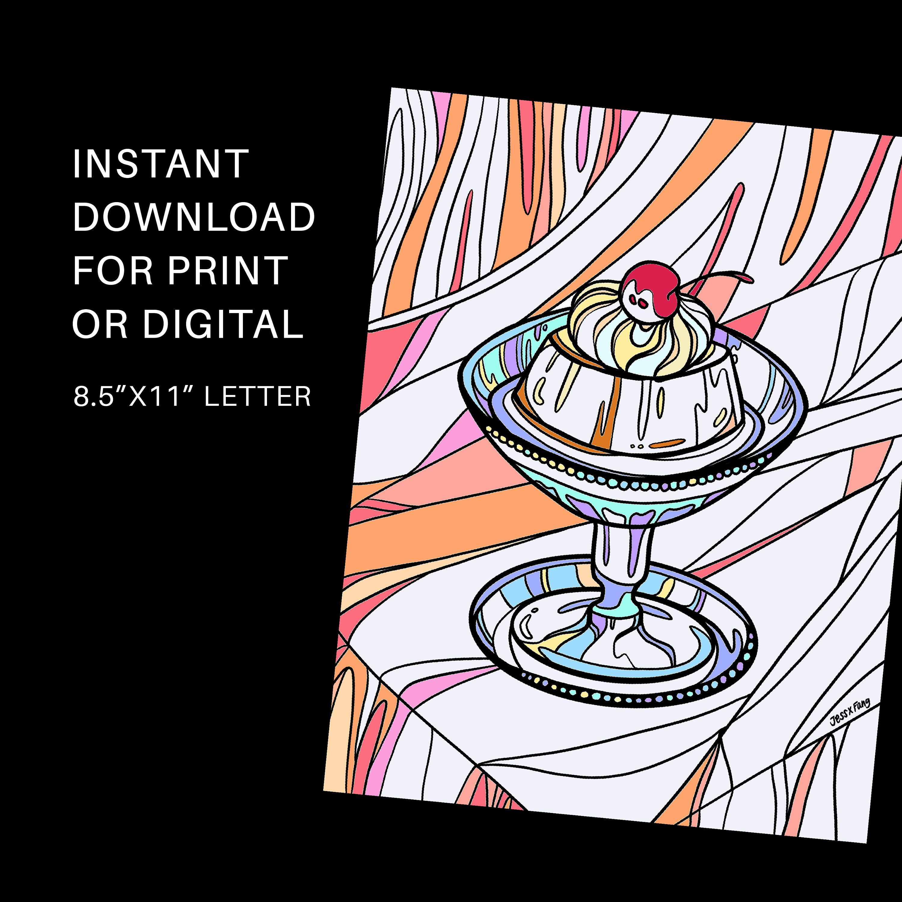 Flan Dessert Coloring Sheet | Instant Download and Print Digital File ...