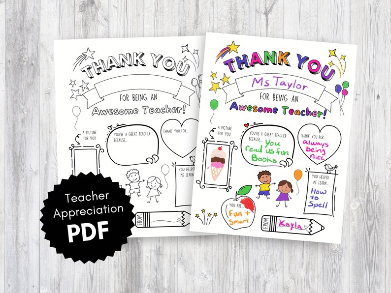 Teacher Appreciation Letter Printable for Kids, Memorable Teacher Gift ...