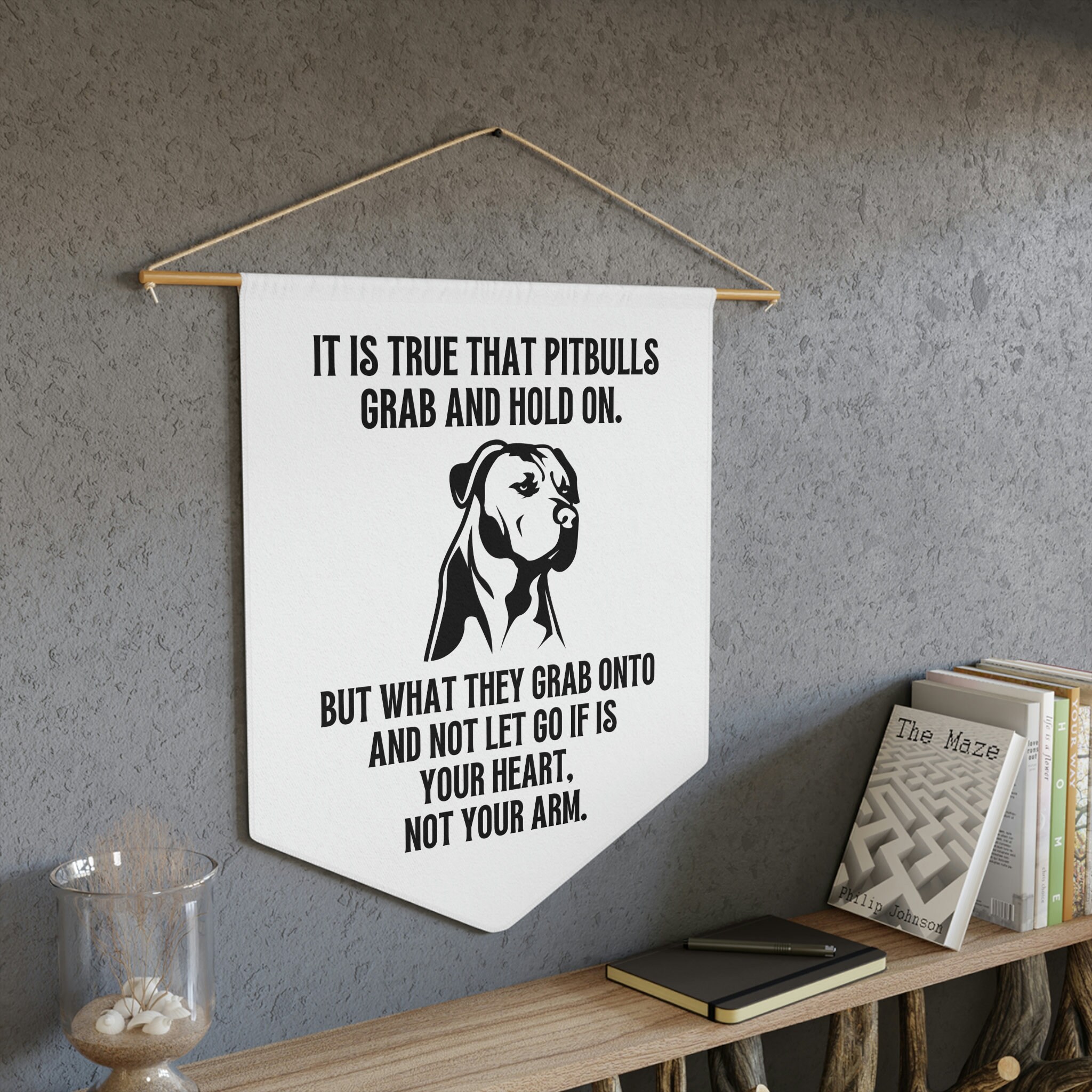Custom Pitbull Dog Pennant Pit Bulls Have My Heart Wall Banner Pit Bull ...